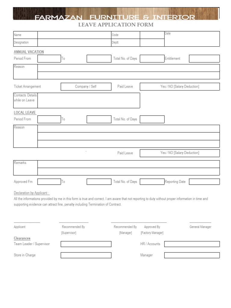 Leave Application Form Template | PDF