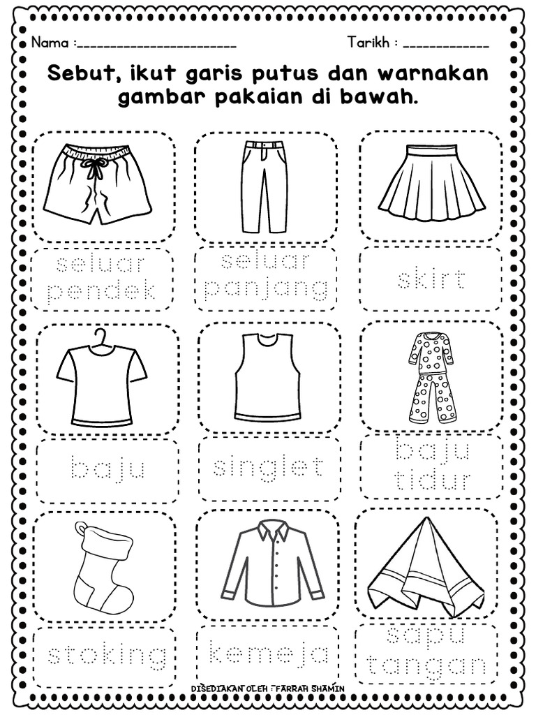 Lembaran Kerja Pakaian | PDF