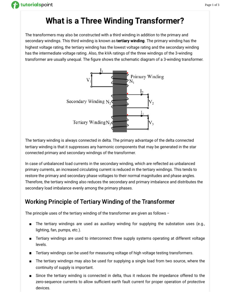 Three Winding Transformer Overview | PDF | Transformer | Capacitor