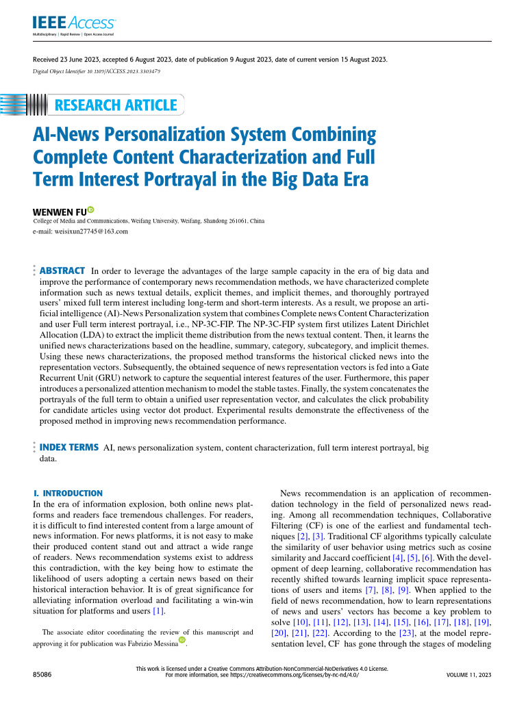 AI-News Personalization System Combining Complete Content ...