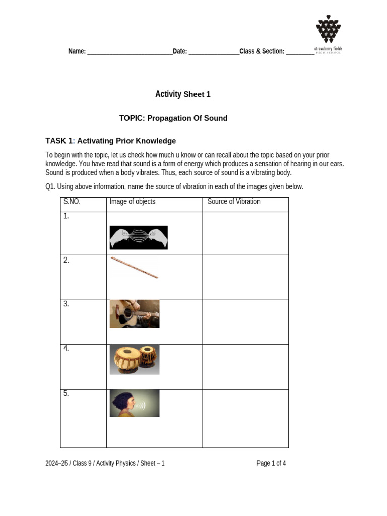 Activity sheet no.1 Physics grade 9 | PDF | Sound | Waves