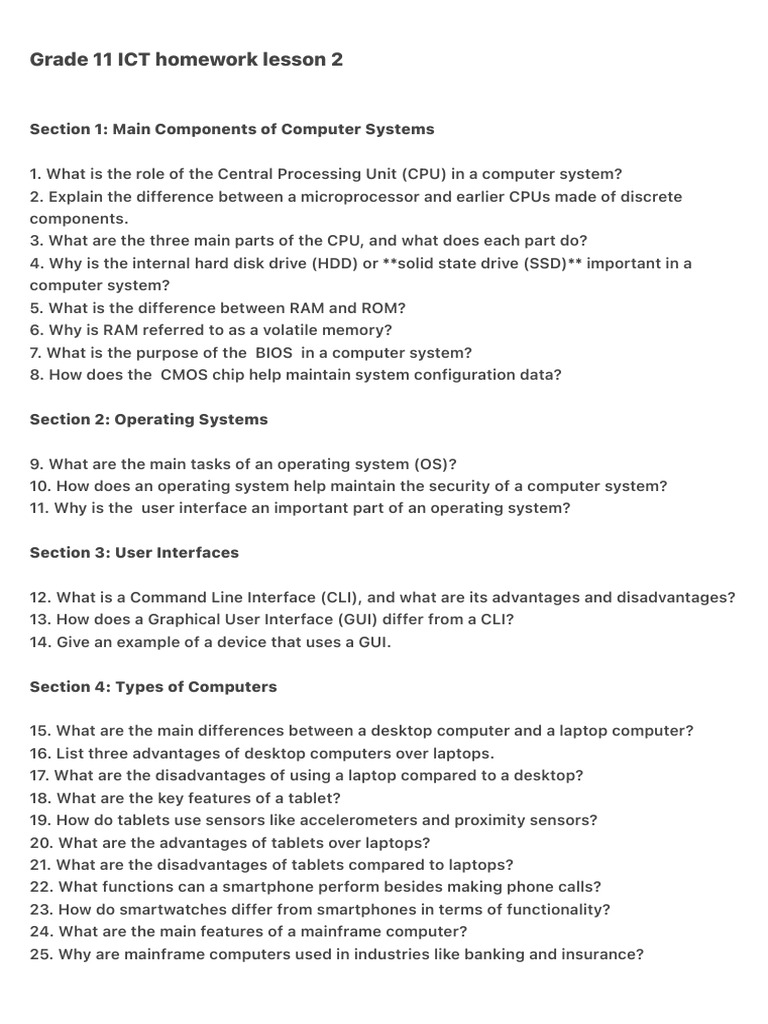 Grade 11 ICT Homework Lesson 2 | PDF