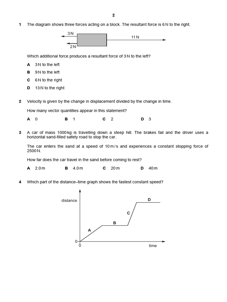 Paper 2 Physics Grade 9 | PDF | Force | Acceleration