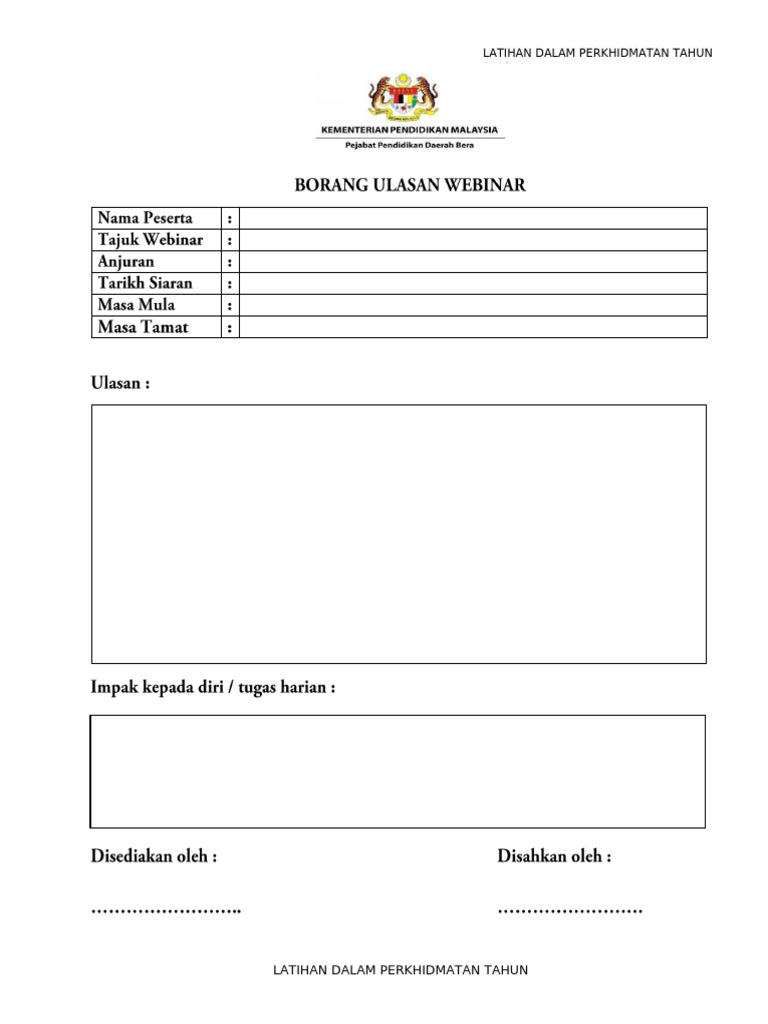 Borang Ulasan Webinar | PDF