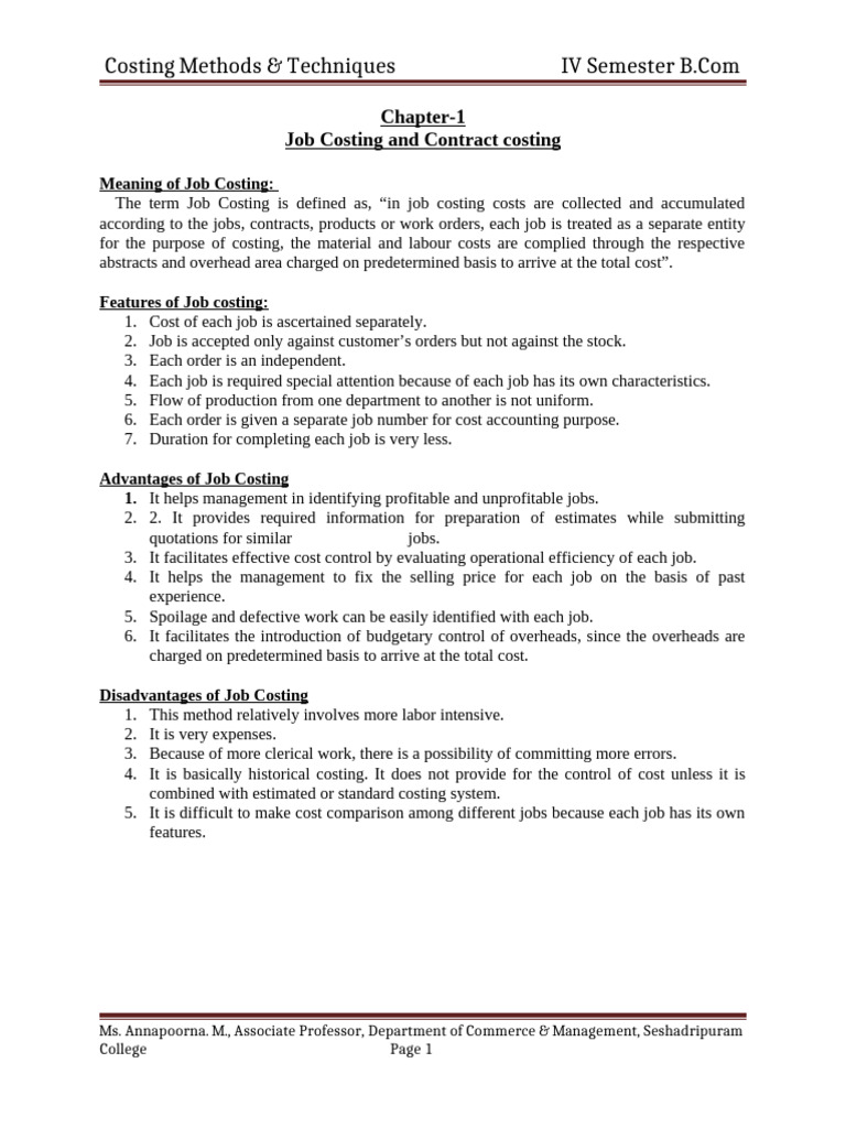 Costing Methods & Techniques - 1st Chapter | PDF | Expense | Prices