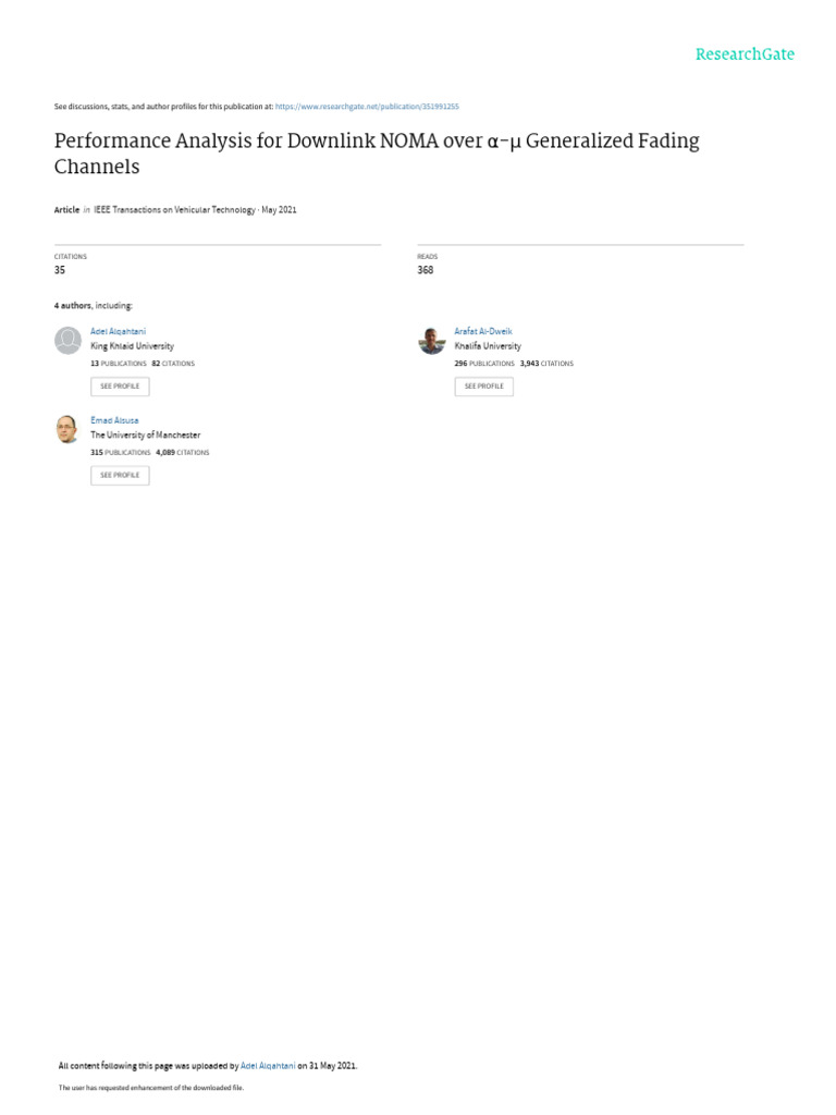 Performance_Analysis_for_Downlink_NOMA_over_alpha- (2) | PDF | Modulation | Signal To Noise Ratio