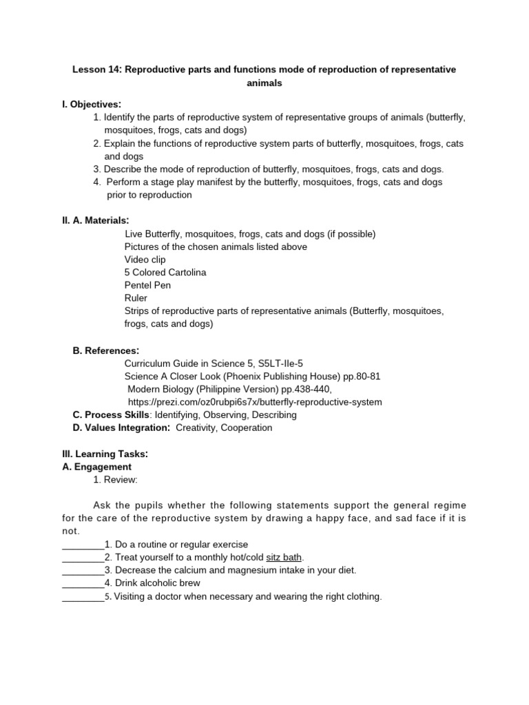 TG - SCIENCE 5 Q2 S5LT-IIe-5 | PDF | Zoology | Ethology