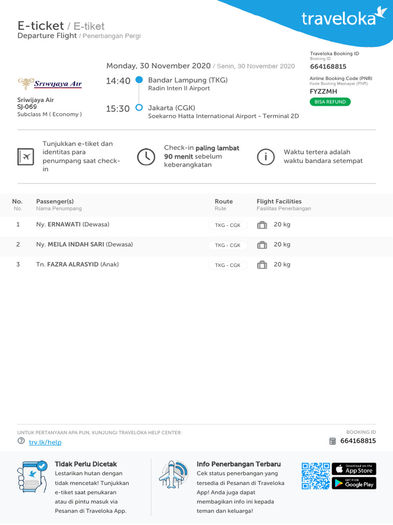 Ernawati Tkg Fyzzmh Cgk Flight Originating | PDF