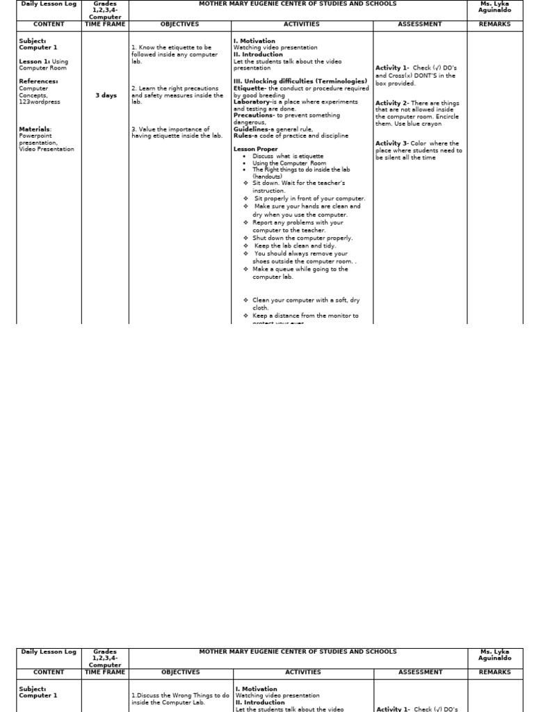 Computer Grade 1 | PDF | Computer Monitor | Computing