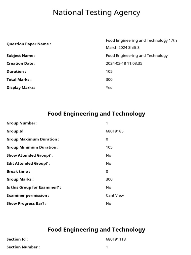 Food Engineering and Technology | PDF | Multiple Choice | Methodology