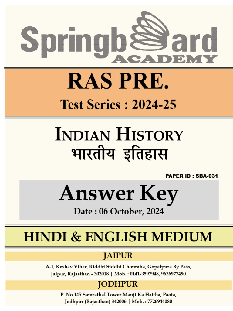 Ras Pre.: Test Series: 2024-25 | PDF
