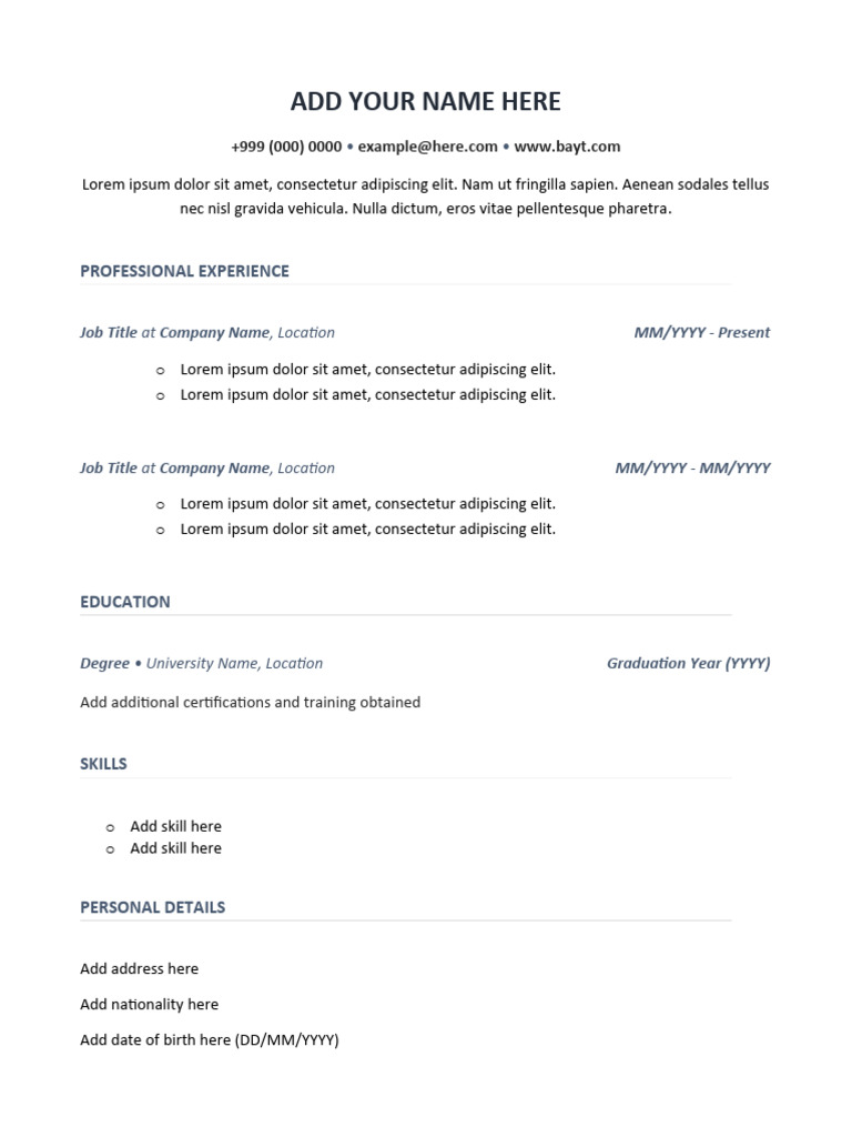 FREE CV Template | PDF