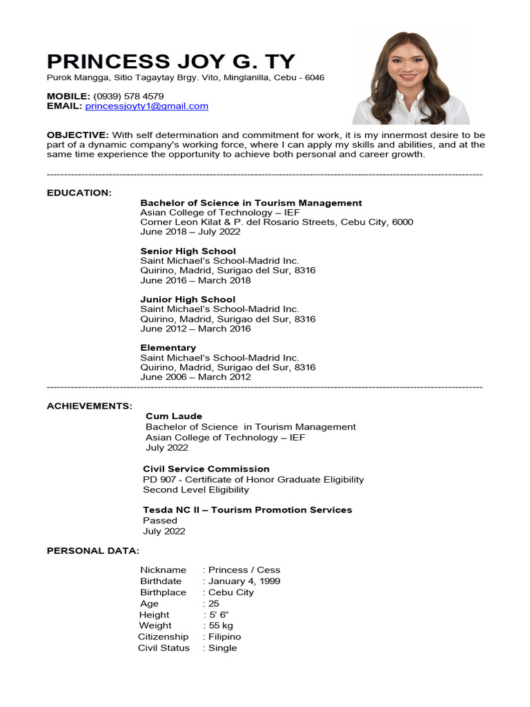 TY-PRINCESS-JOY-G.-RESUME | PDF | Marketing | Business