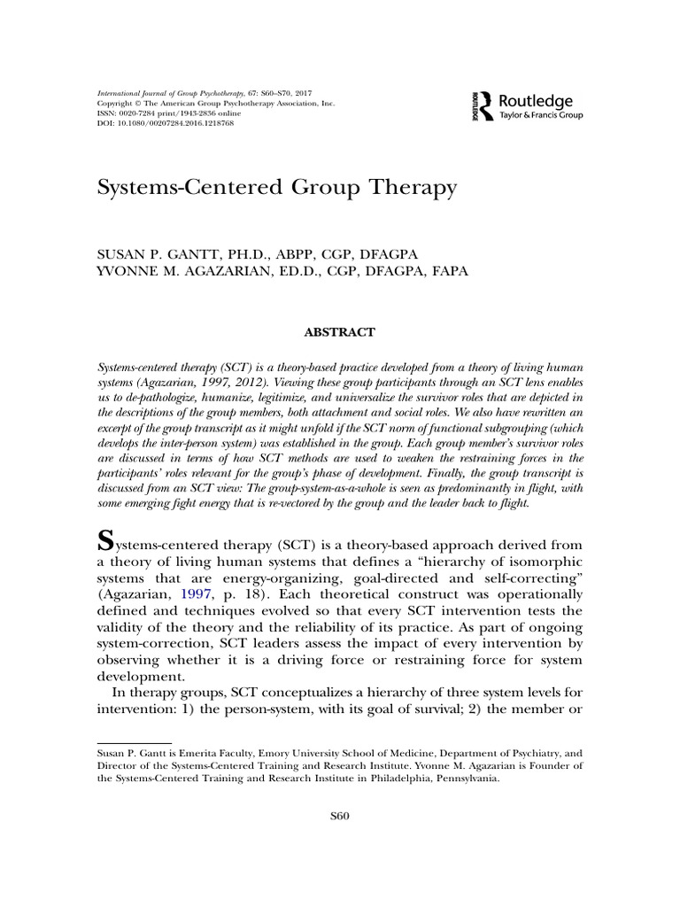 Gantt & Agazarian 2017 Systems-Centered Group Therapy | PDF | Group Psychotherapy ...