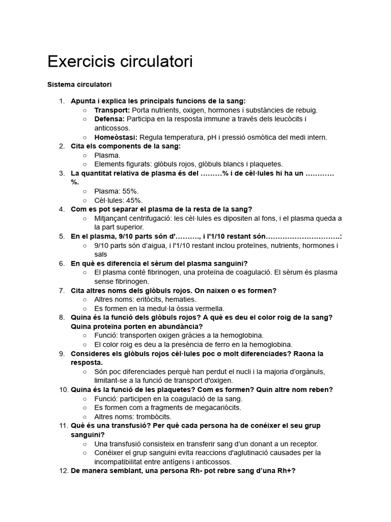 Exercicis Circulatori | PDF