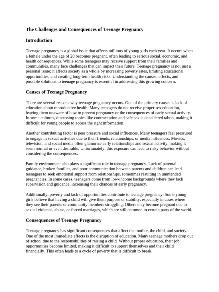 The Challenges and Consequences of Teenage Pregnancy | PDF | Teenage ...