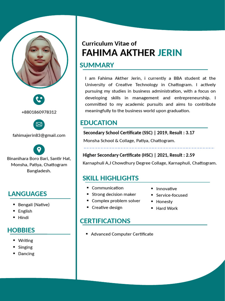 Fahima Akther Jerin CV | PDF