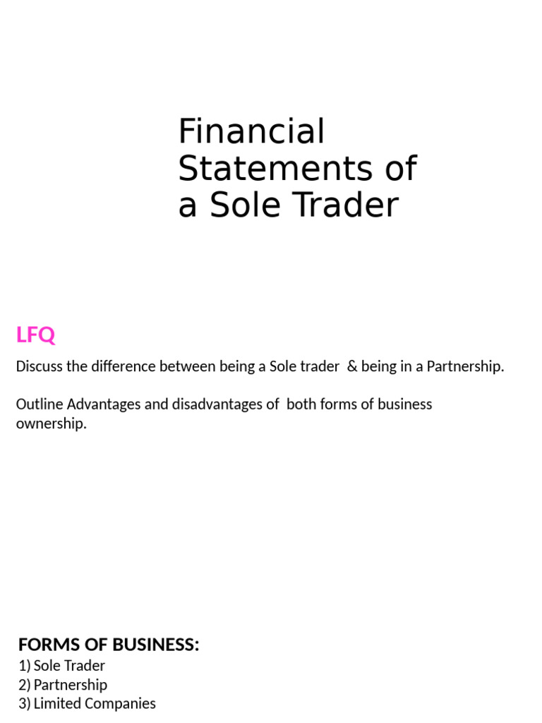 Financial Statements of A Sole Trader As | PDF | Debits And Credits ...