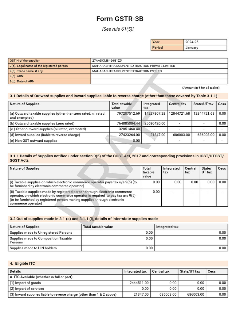 GSTR3B 27aadcm8466g1z5 012025 | PDF | Taxes | Economies