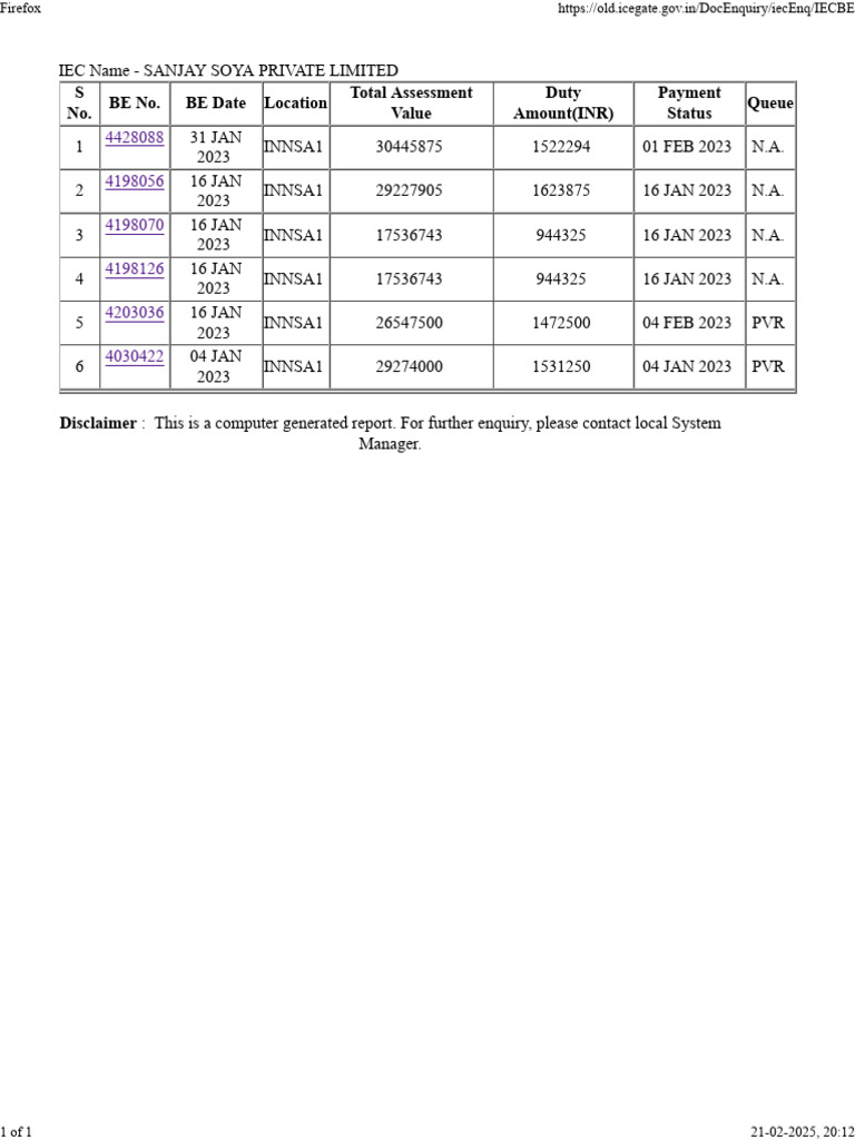 Icegate Import Jan-23 | PDF
