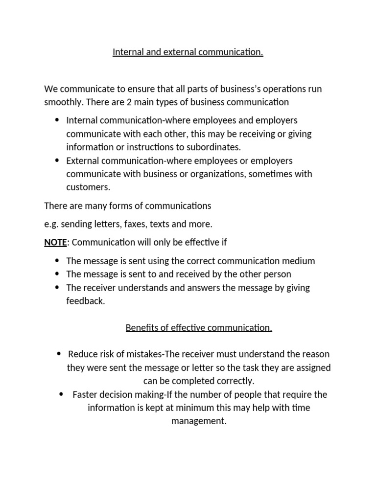 Internal and External Communication | PDF | Communication | Employment