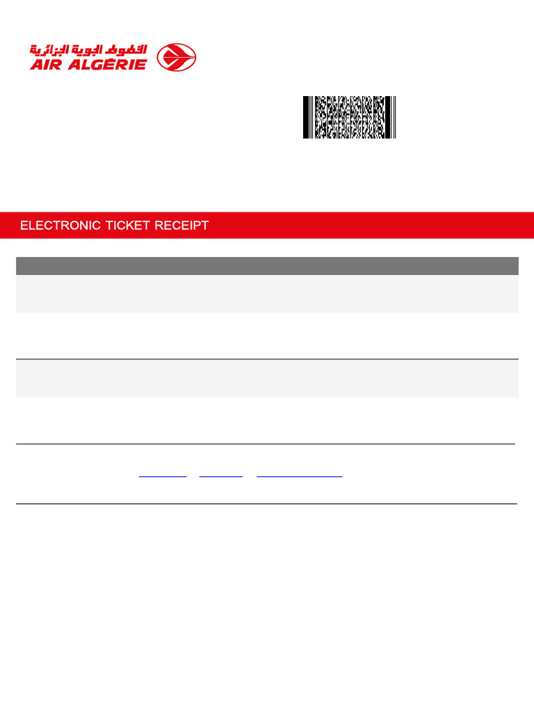 Air Algerie Confirmation IMEN AICHE VR98QM | PDF | Fee