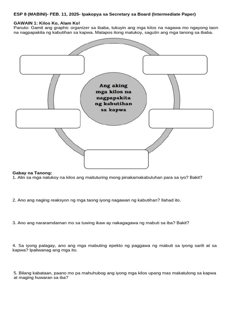 Esp 8 - Seatwork - Feb. 11, 2025 | PDF