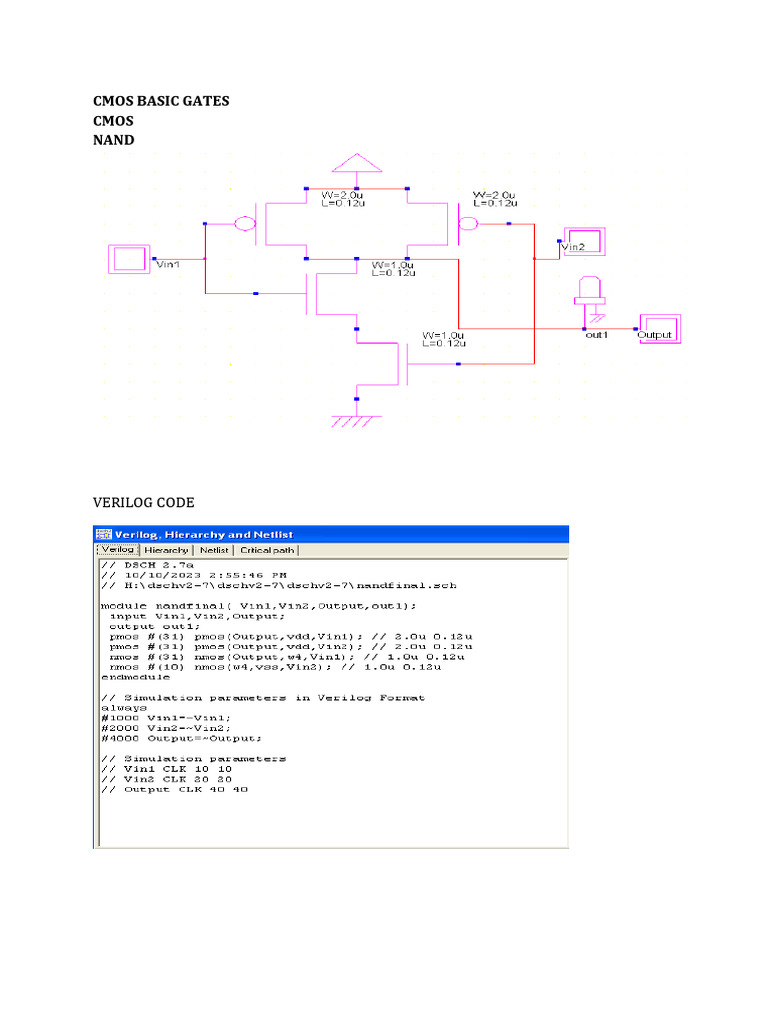 CMOS Circuits: Verilog Codes & Diagrams | PDF