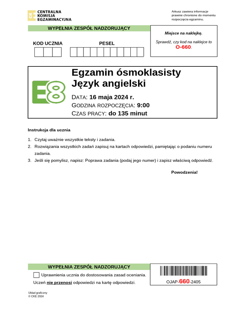 OJAP 660 X 2405 Zeszyt Zadan | PDF