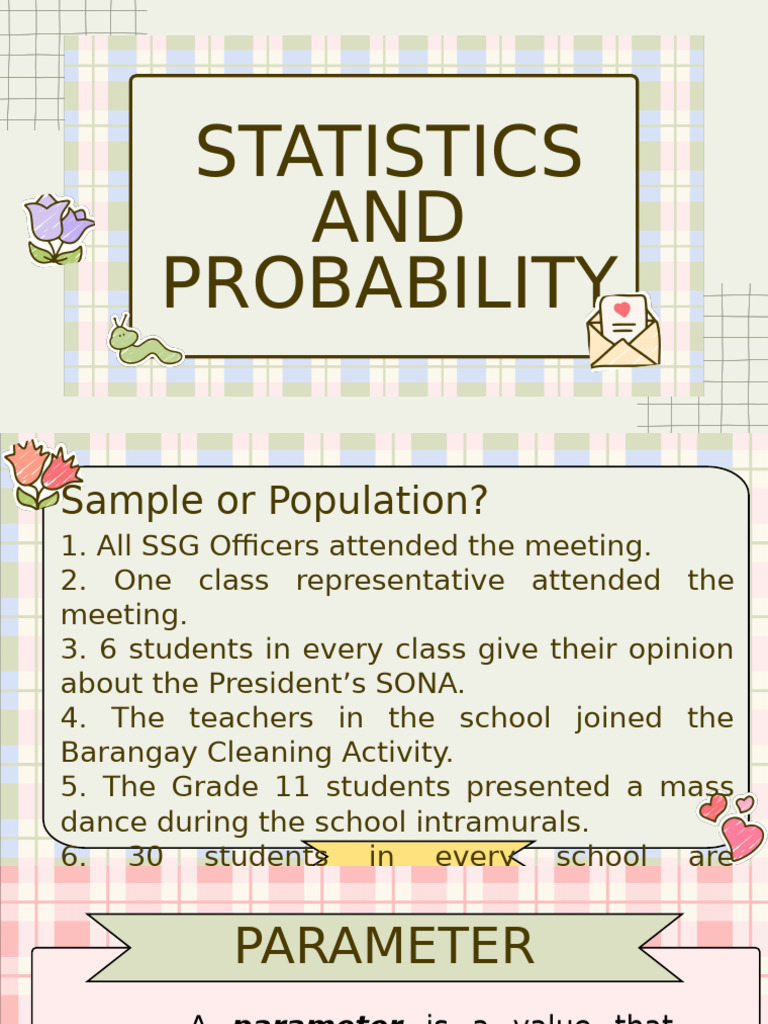 Parameter and Statistic | PDF | Probability Distribution | Mean