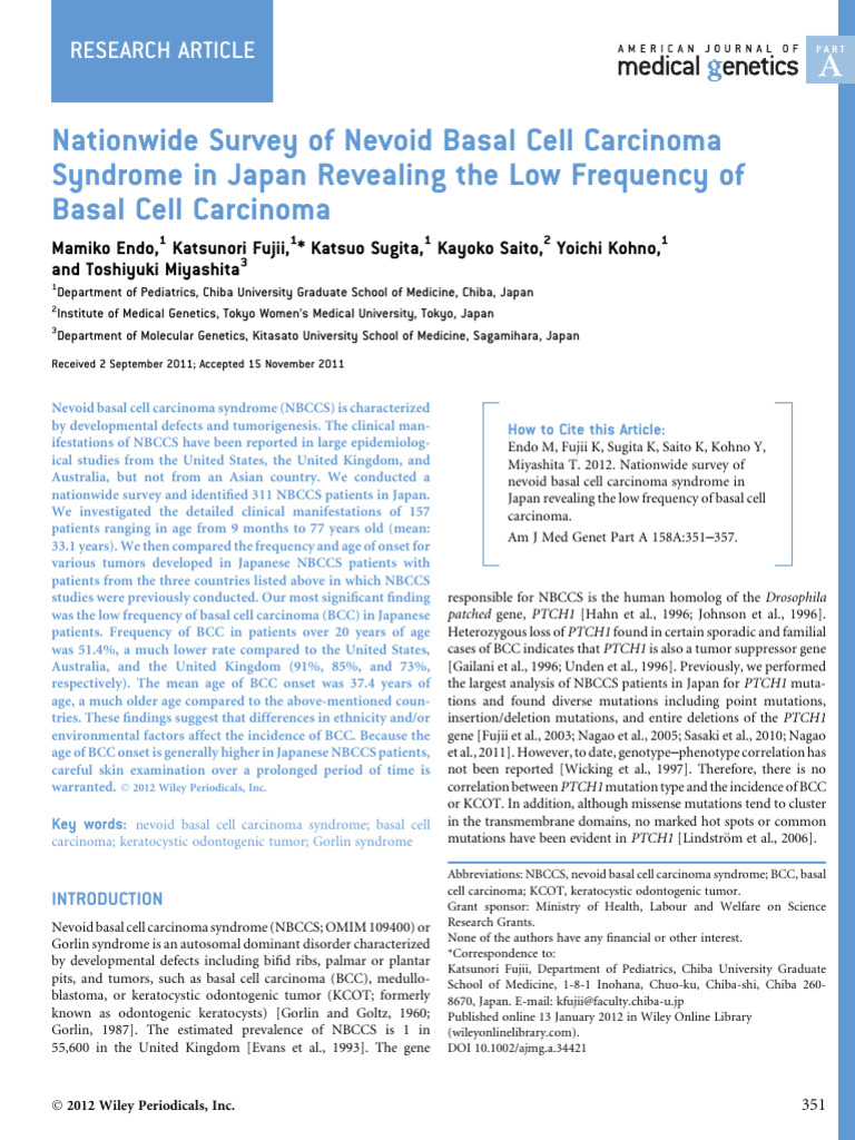 Nevoid Basal Cell Carcinoma in Japan | PDF | Diseases And Disorders ...