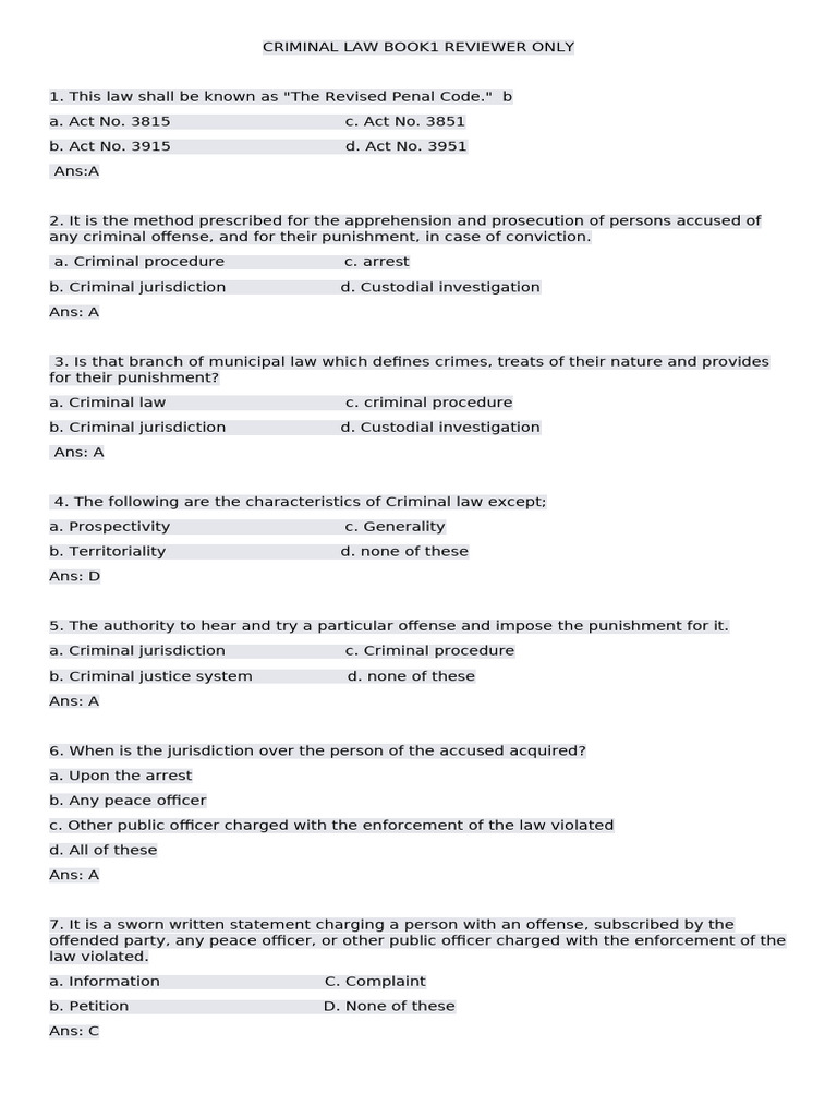 CRIMINAL-LAW-BOOK1-REVIEWER-ONLY | PDF | Crimes | Crime & Violence