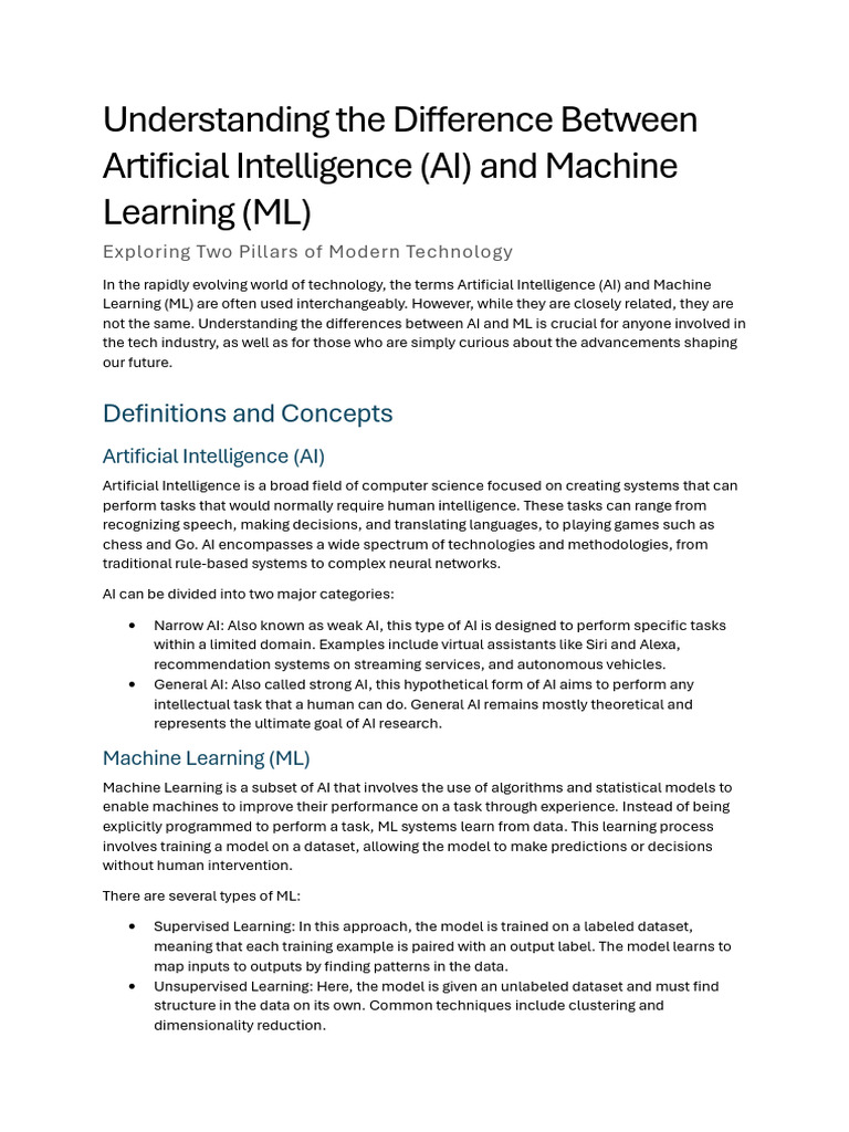 Understanding The Difference Between Artificial Intelligence | PDF | Machine Learning ...