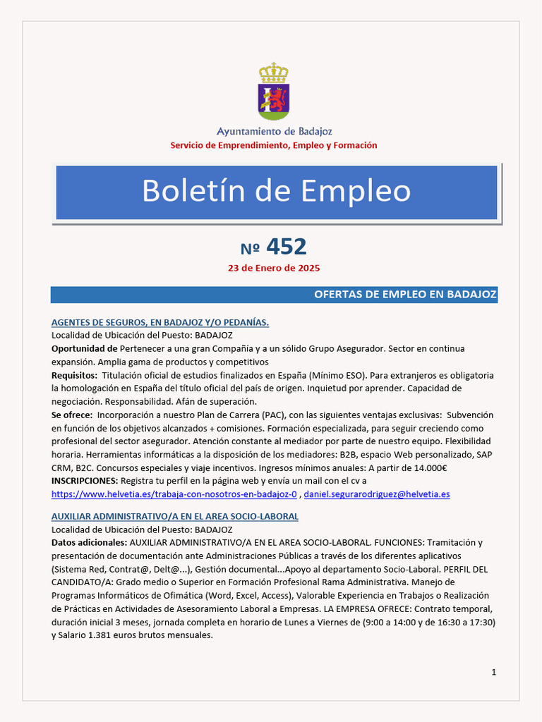 Boletin de Empleo #452 | PDF | Empleo | Salario