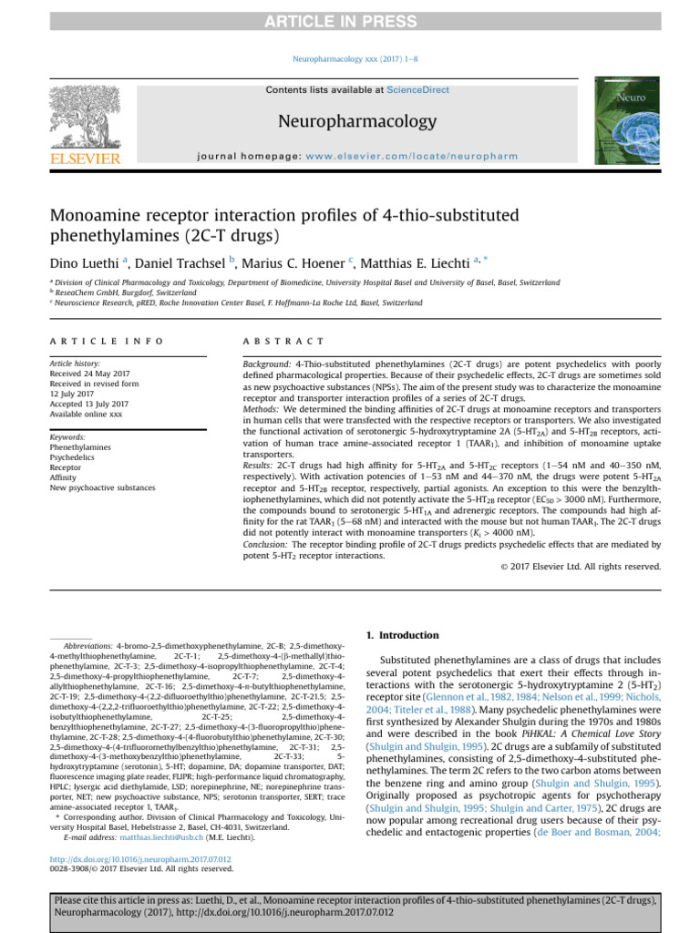 2017 - Luethi, Et Al - Monoamine Receptor Profiles of 4-Thio ...