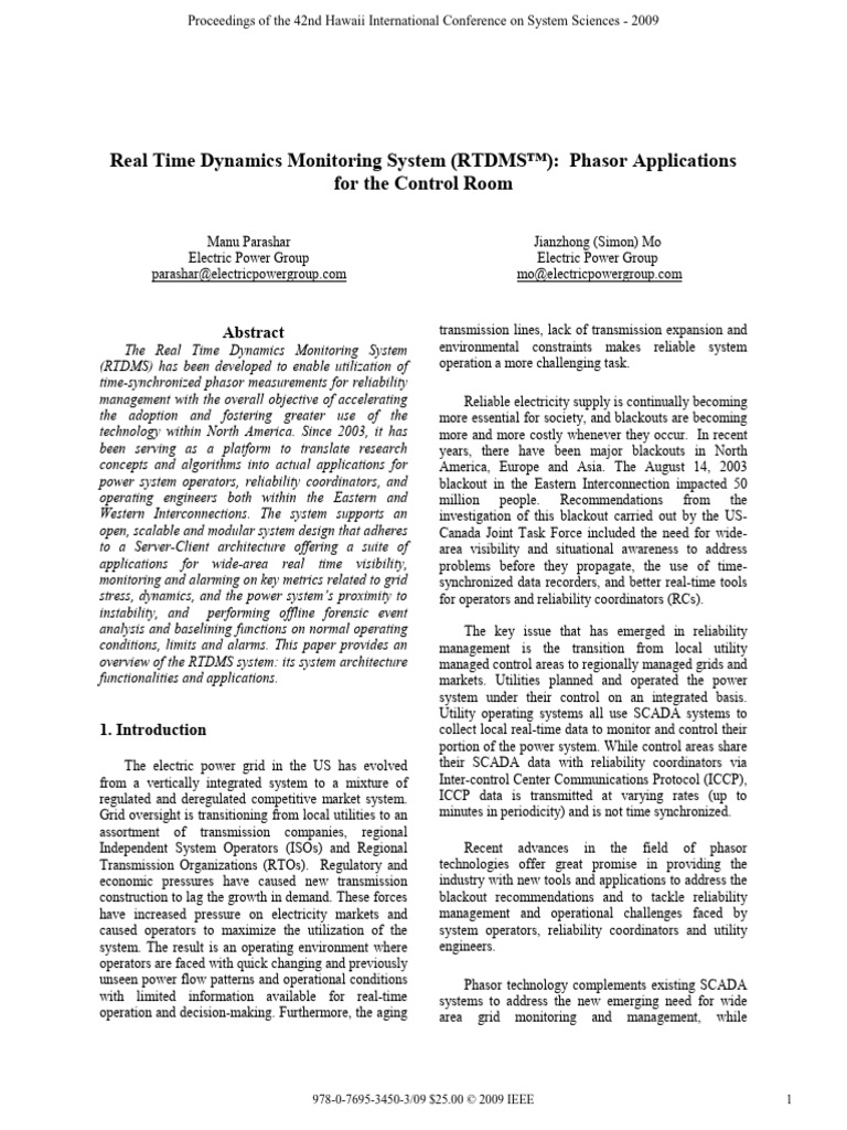 Real-Time Phasor Monitoring for Grids | PDF | Spectral Density ...