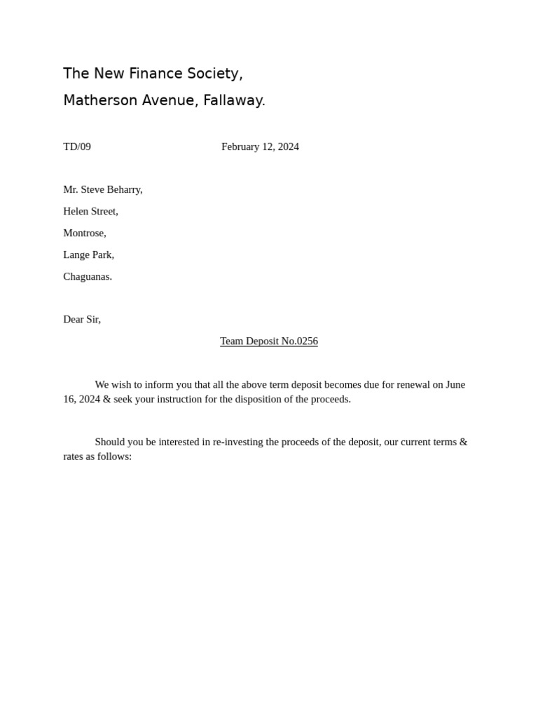 EDPM Indented Letter With Table | PDF