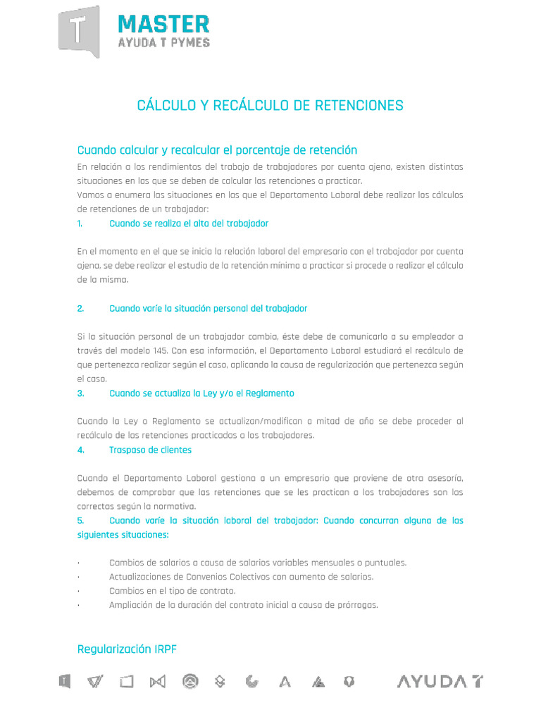 Cálculo y Recálculo Retenciones IRPF | PDF | Derecho laboral | Salario