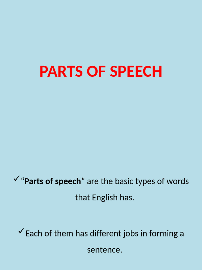 Understanding Parts of Speech in English | PDF