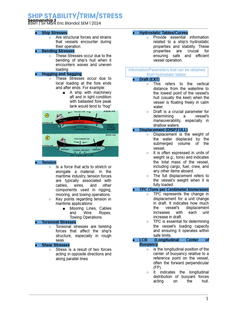 Ship Stability and Stress Analysis | PDF | Ships | Shipping