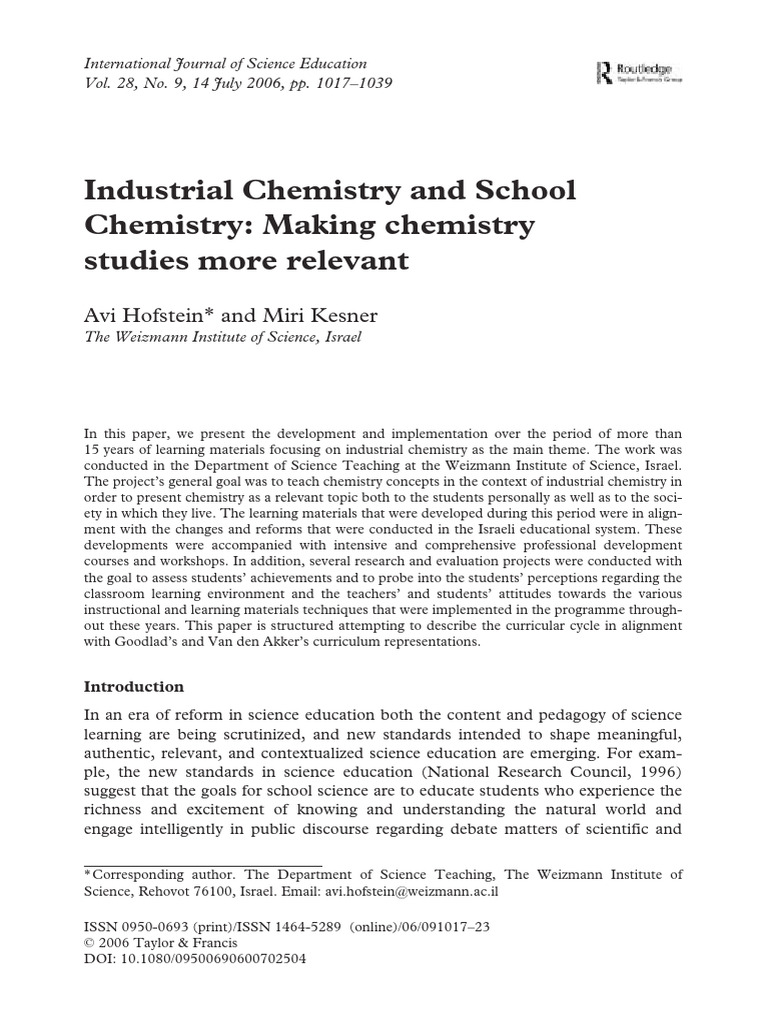 Industrial Chemistry and School Chemistry Making C | PDF | Teachers ...