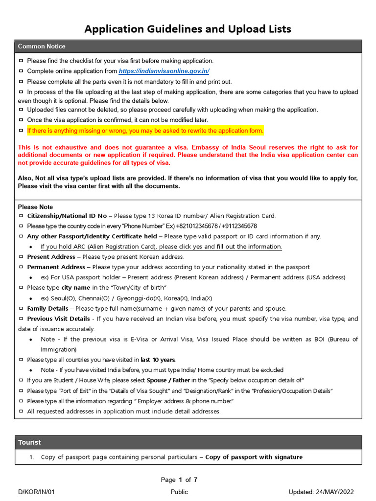 India Visa Application Guidelines | PDF | Travel Visa | Identity Document