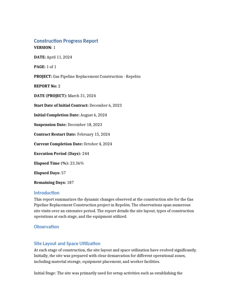 Construction Progress Report Pdf