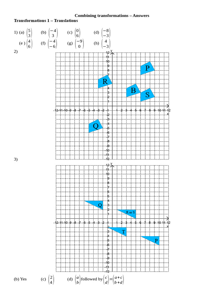 Combining Transformations - Answers | PDF | Geometry | Space