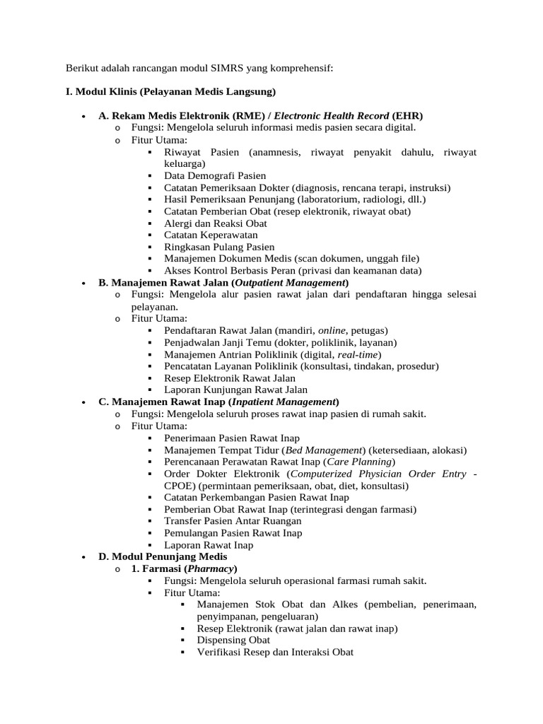 Rancangan Modul SIMRS | PDF