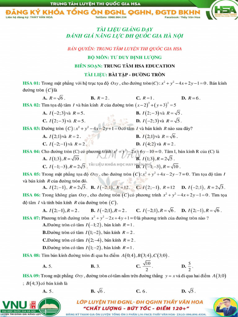Hsa. Bu I 8 - BT - Đư NG Tròn | PDF