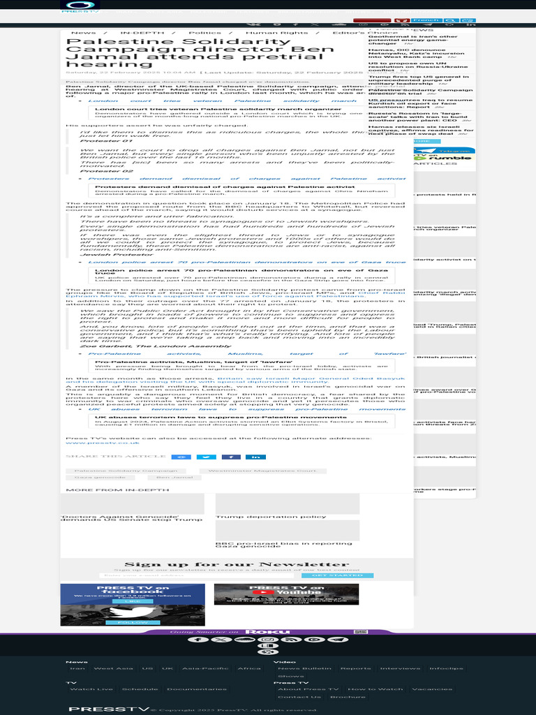 Palestine Solidarity Campaign Director Ben Jamal Attends Pretrial ...