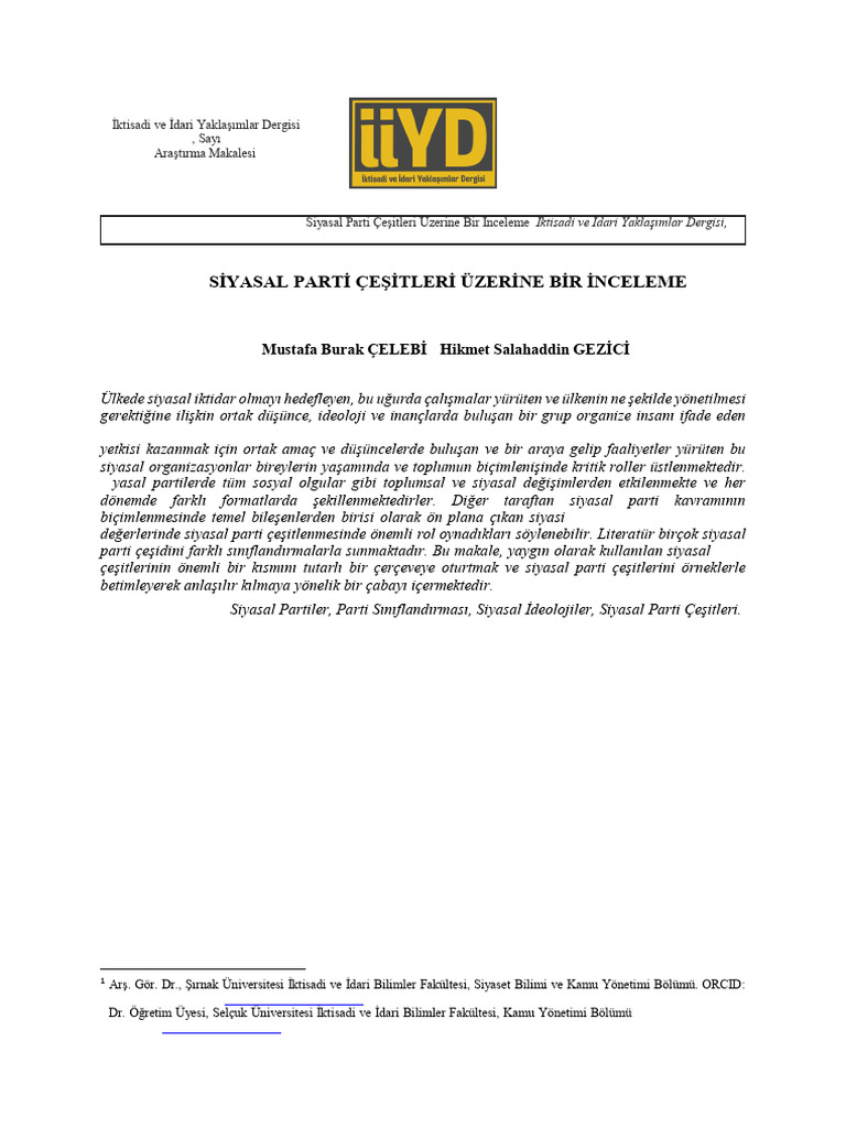 Siyasi Partiler Tipol | PDF