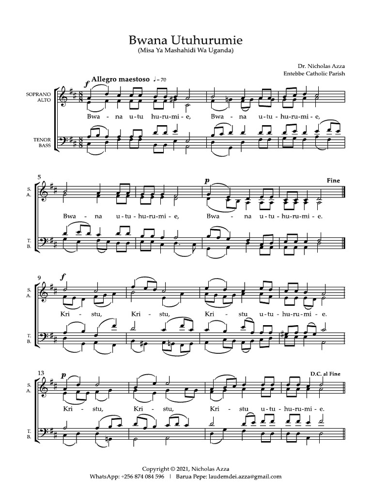 Bwana Utuhurumie | PDF