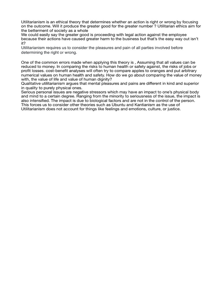 Understanding Utilitarianism Ethics | PDF